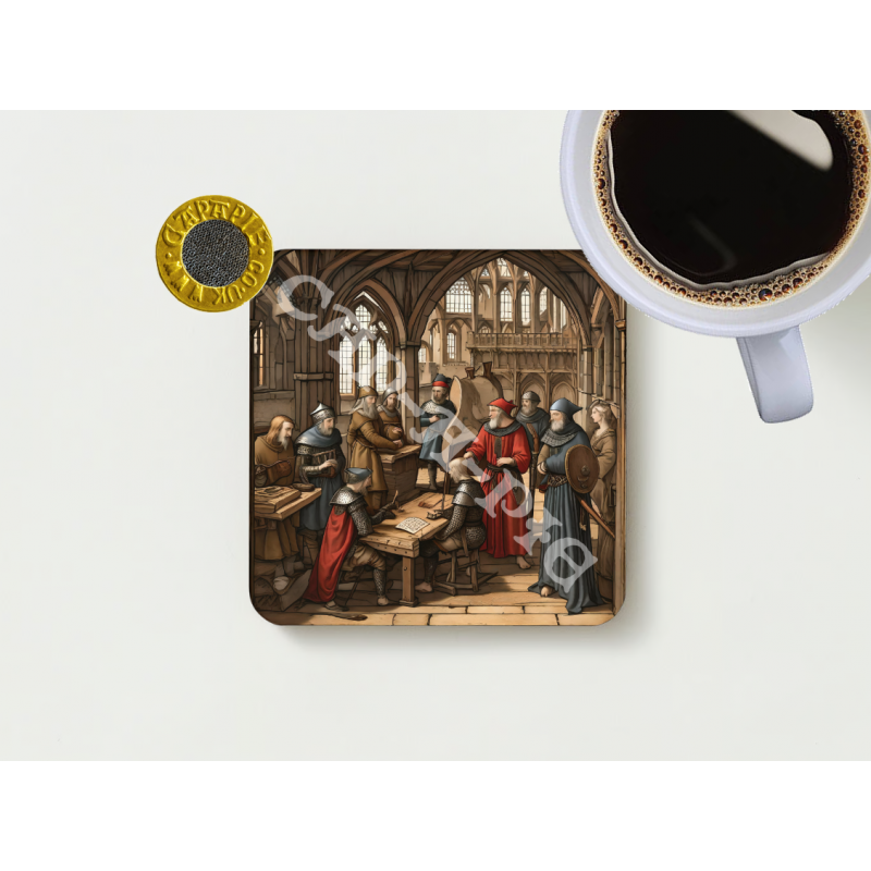 Medieval Scene Two Coffee Coaster Set